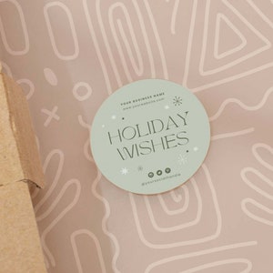 Printable Business Holiday Stickers, Custom Branded Packaging, Editable ...
