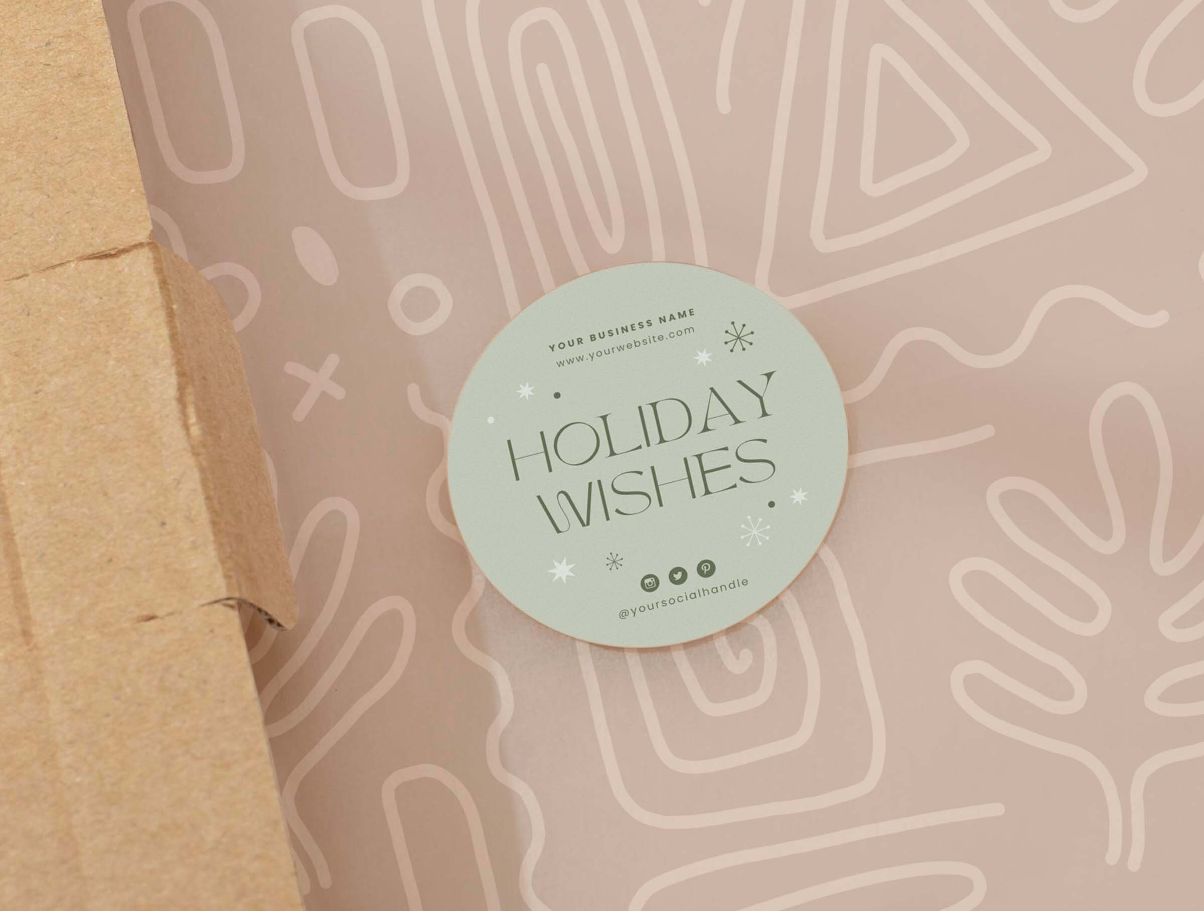 Printable Business Holiday Stickers, Custom Branded Packaging, Editable ...