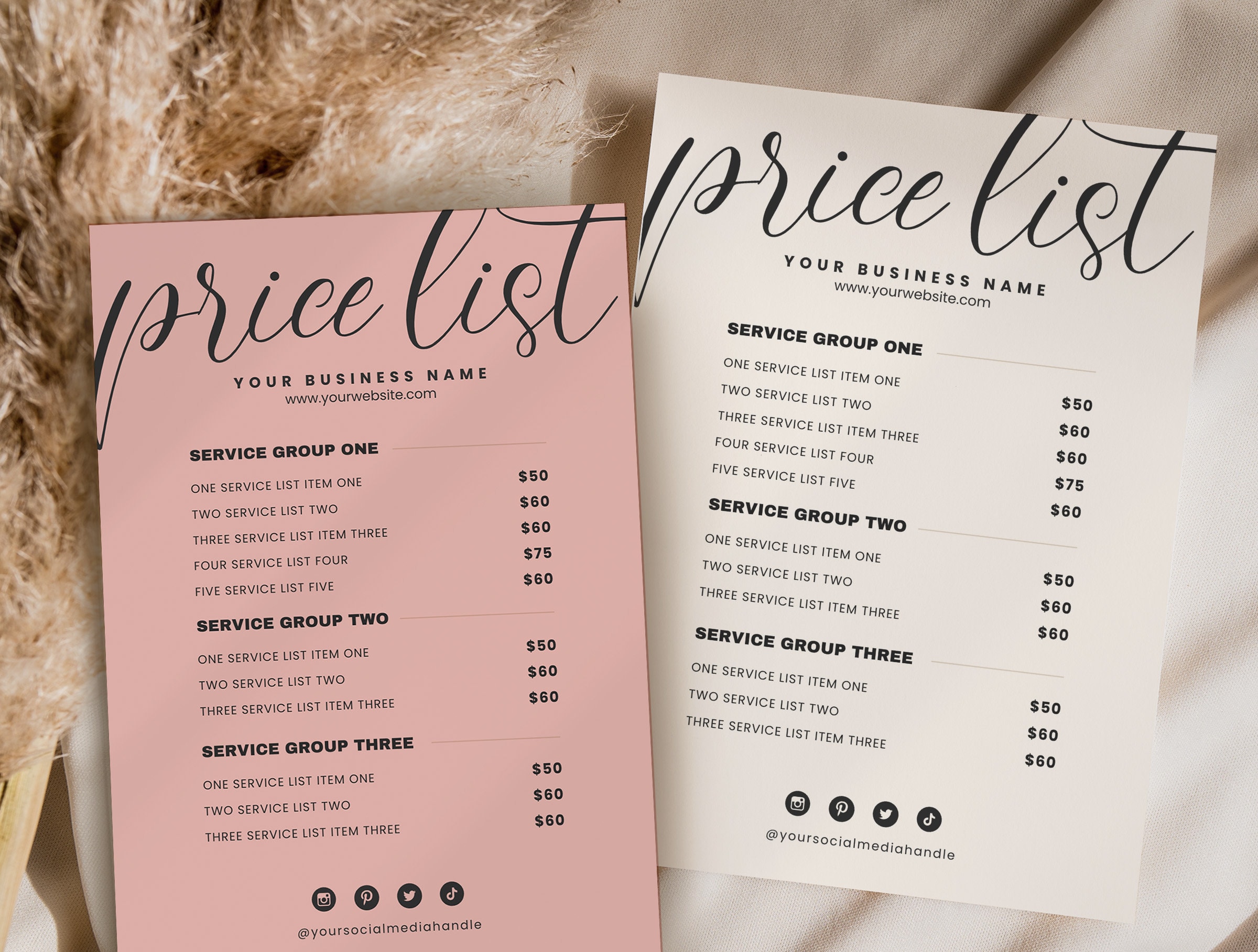 Electronic Price List Template Canva, Boho Service & Product Menu ...