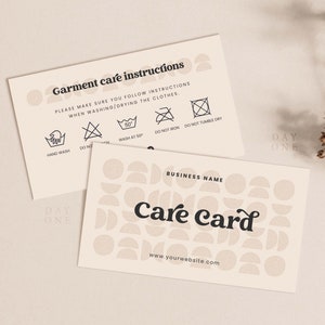 Editable Garment Care Card Template, Custom Tshirt Care Instructions ...