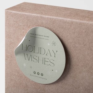 Printable Business Holiday Stickers, Custom Branded Packaging, Editable ...
