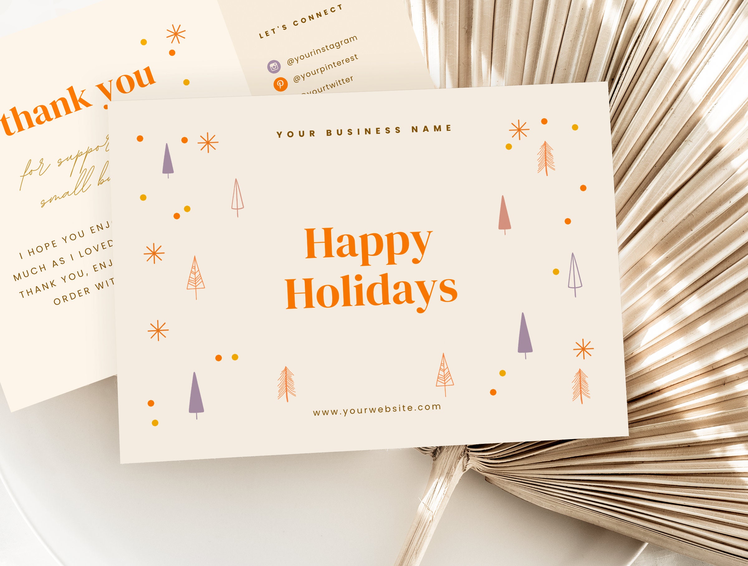 Editable Holiday Thank You Card Template Printable Canva - Etsy