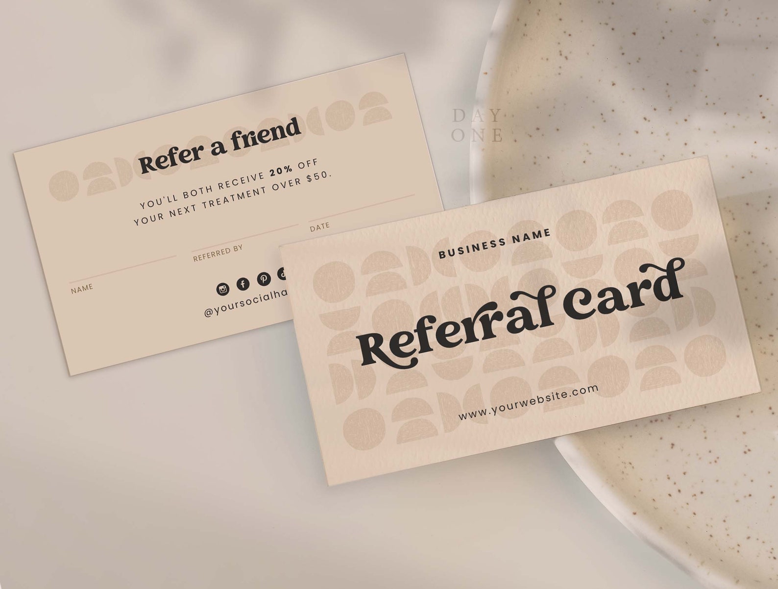 Boho Refer a Friend Card Template Chic Feminine Small - Etsy
