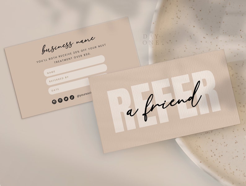 Printable Referral Card Template Editable Customer Loyalty - Etsy