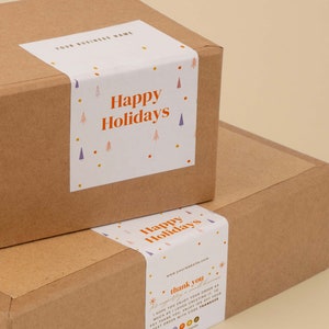 Printable Christmas Box Seal Sticker, Editable Small Business Box Label ...