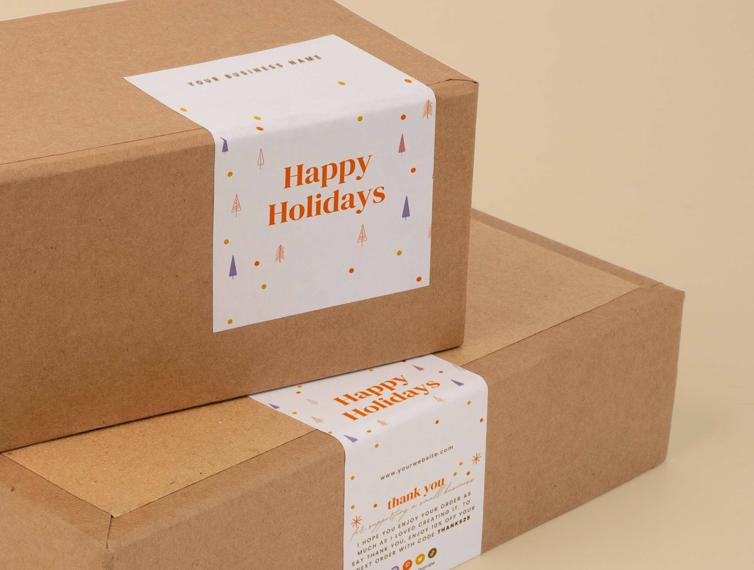 Printable Christmas Box Seal Sticker, Editable Small Business Box Label ...