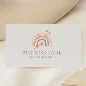 Boho Rainbow Business Card Template, Printable Business Card Design ...