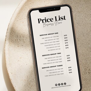DIY Printable Price List Template, Editable Price Sheet, Electronic ...
