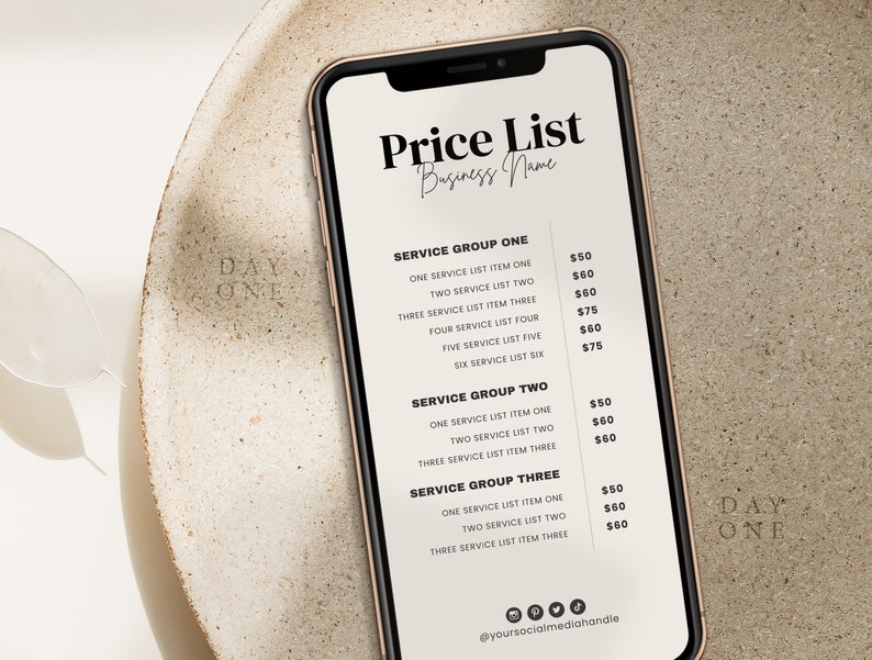 DIY Printable Price List Template, Editable Price Sheet, Electronic ...