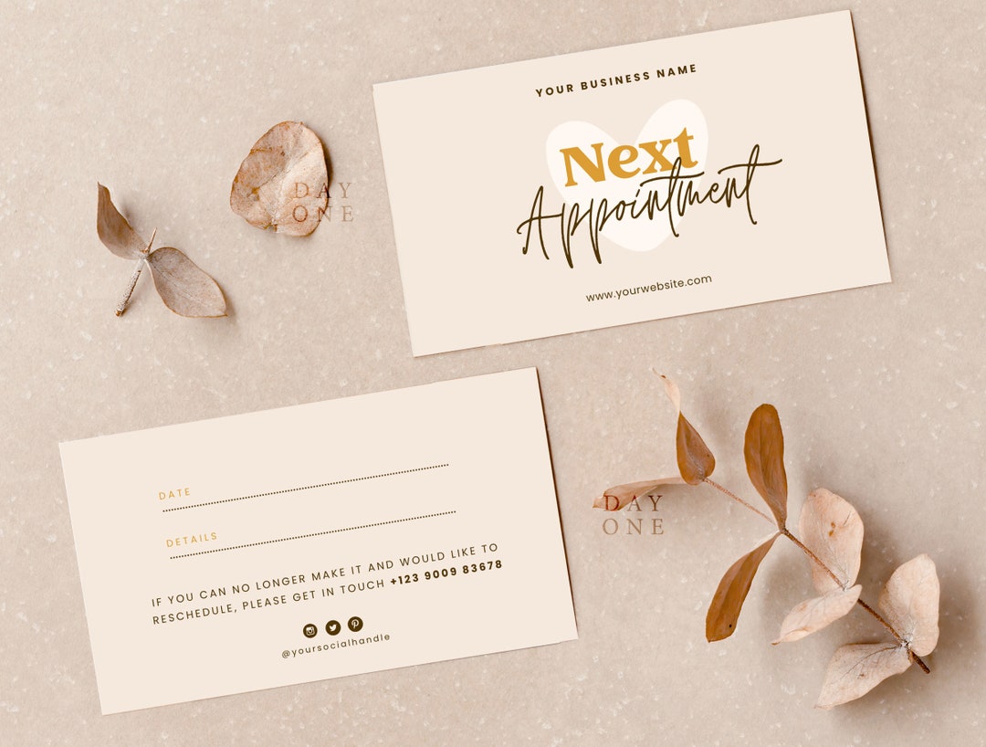 Printable Appointment Card Template Canva, Editable Booking Reminder ...