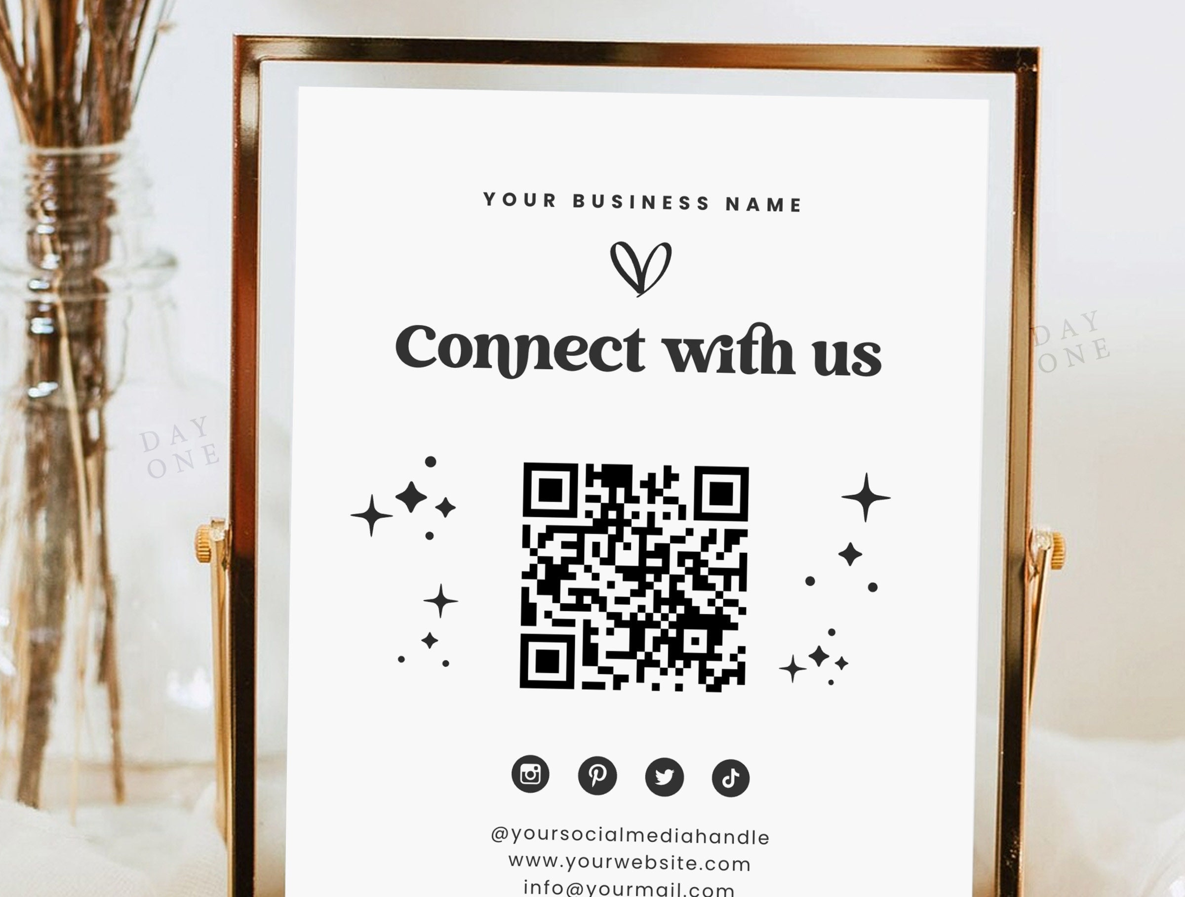Social Media Small Business Sign Template Canva With QR Code, Custom ...