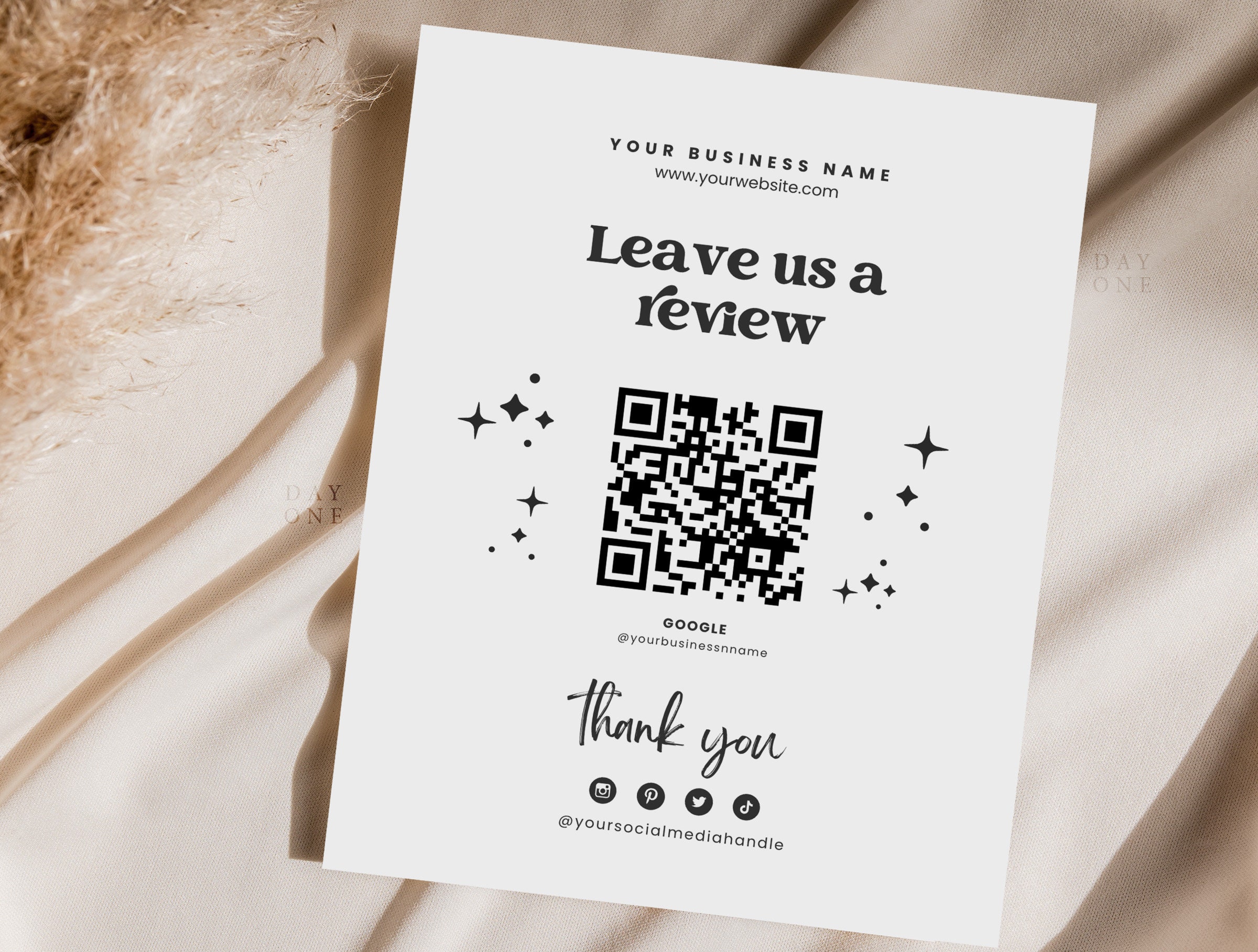 Ask for Review Sign Template for Canva QR Code, Google Facebook ...