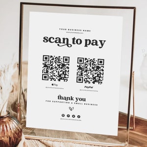 Printable Scan to Pay Payment Method Sign, Editable Small Business Sign ...