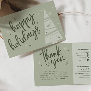 Boho Christmas Business Thank You Canva Template Sage Green Retro ...
