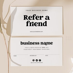Retro Customer Loyalty Reward Card, Printable Referral Card Template ...