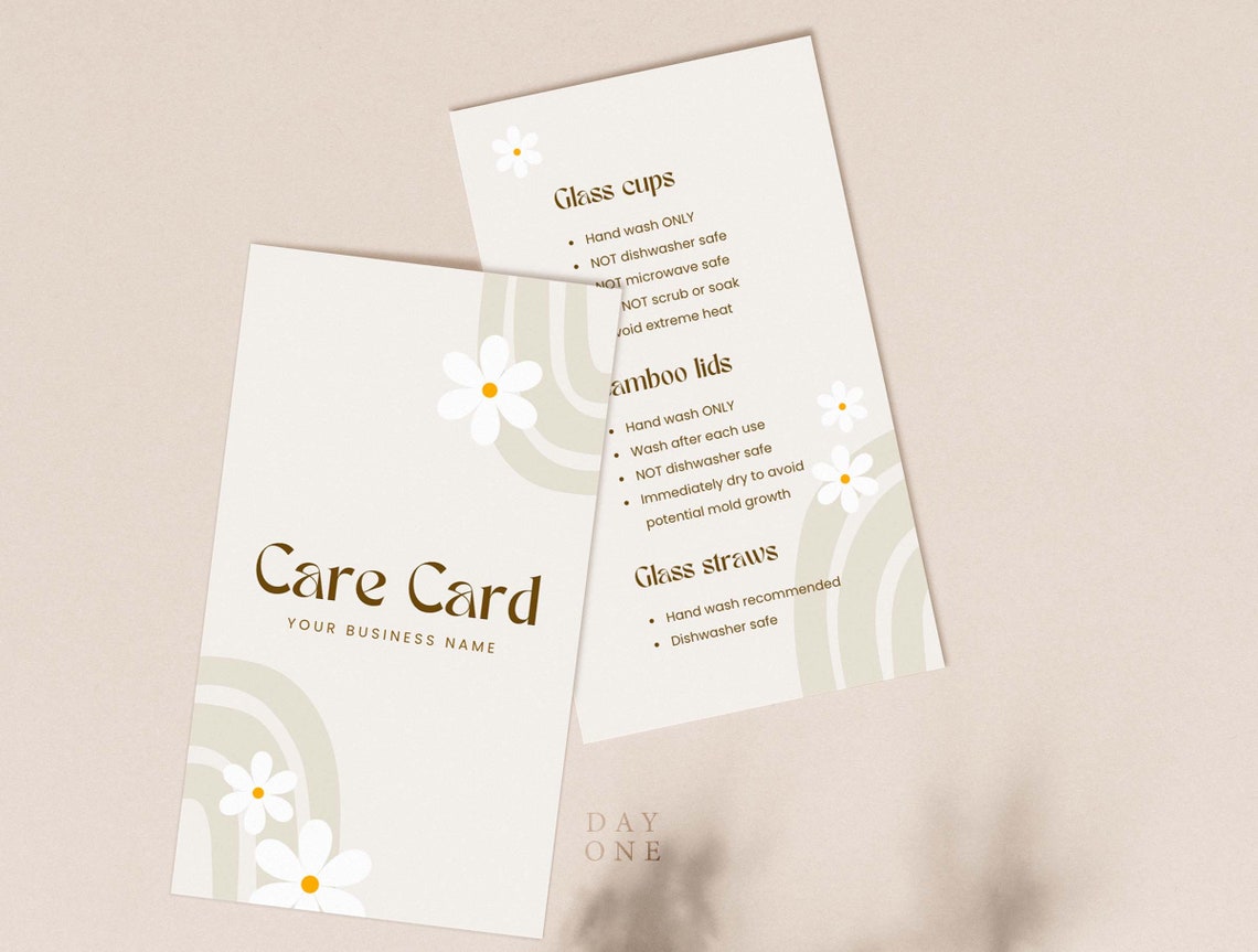 Editable Tumbler Care Cards Printable Boho Candle Care Card - Etsy