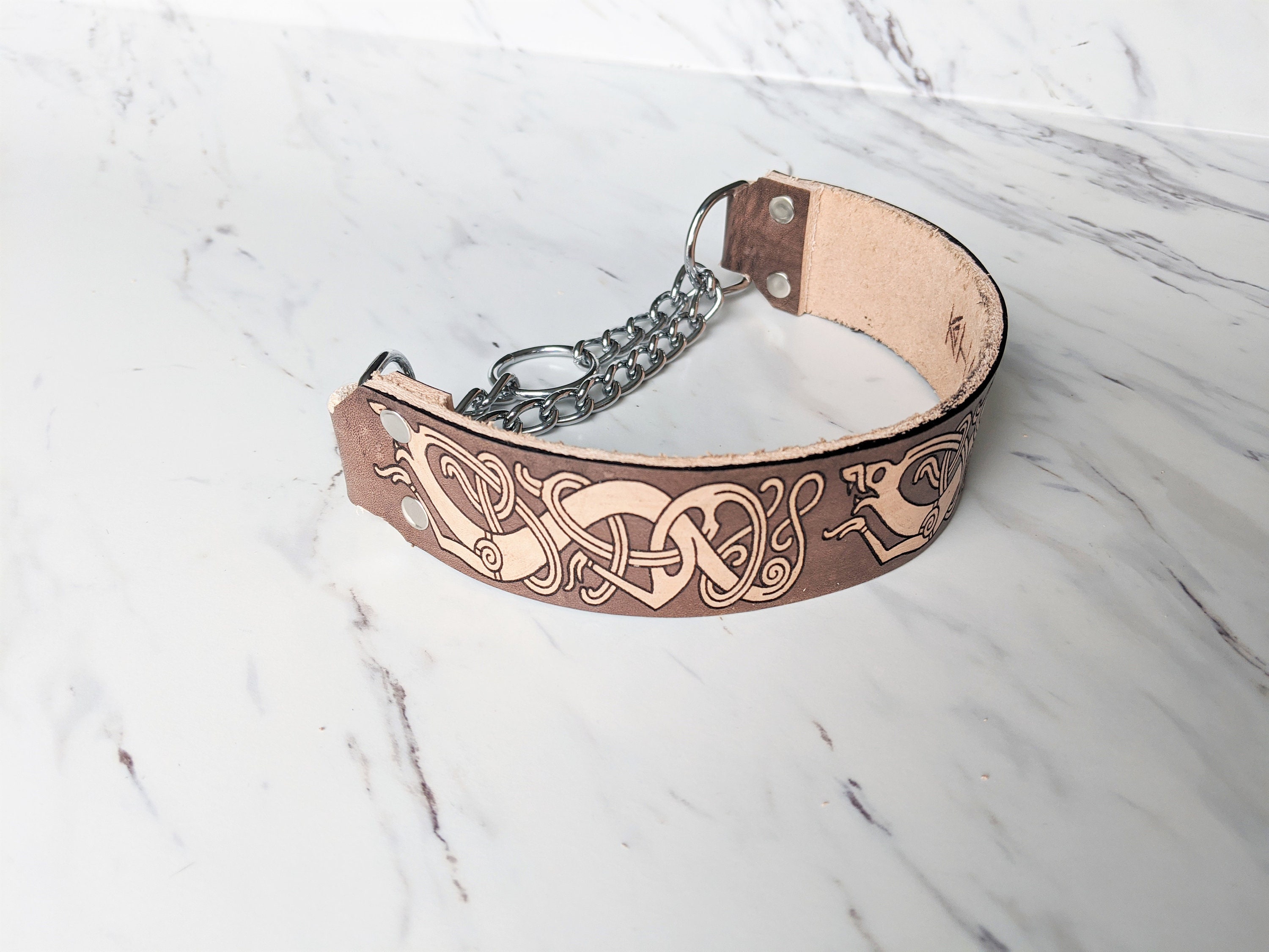 Leather Norse Celtic Martingale Dog Collar - Custom - Personalized ...