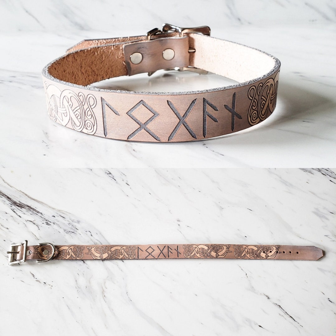 Leather Norse Celtic Dog Collar - Custom - Personalized - Handmade - Etsy