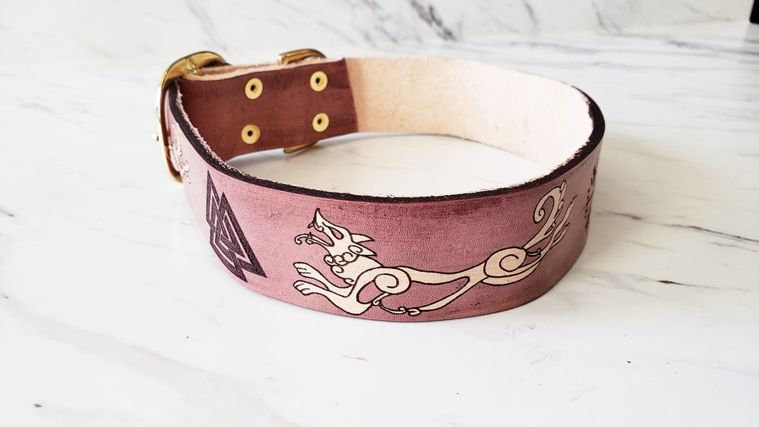 Leather Norse Celtic Dog Collar Custom Personalized Handmade - Etsy