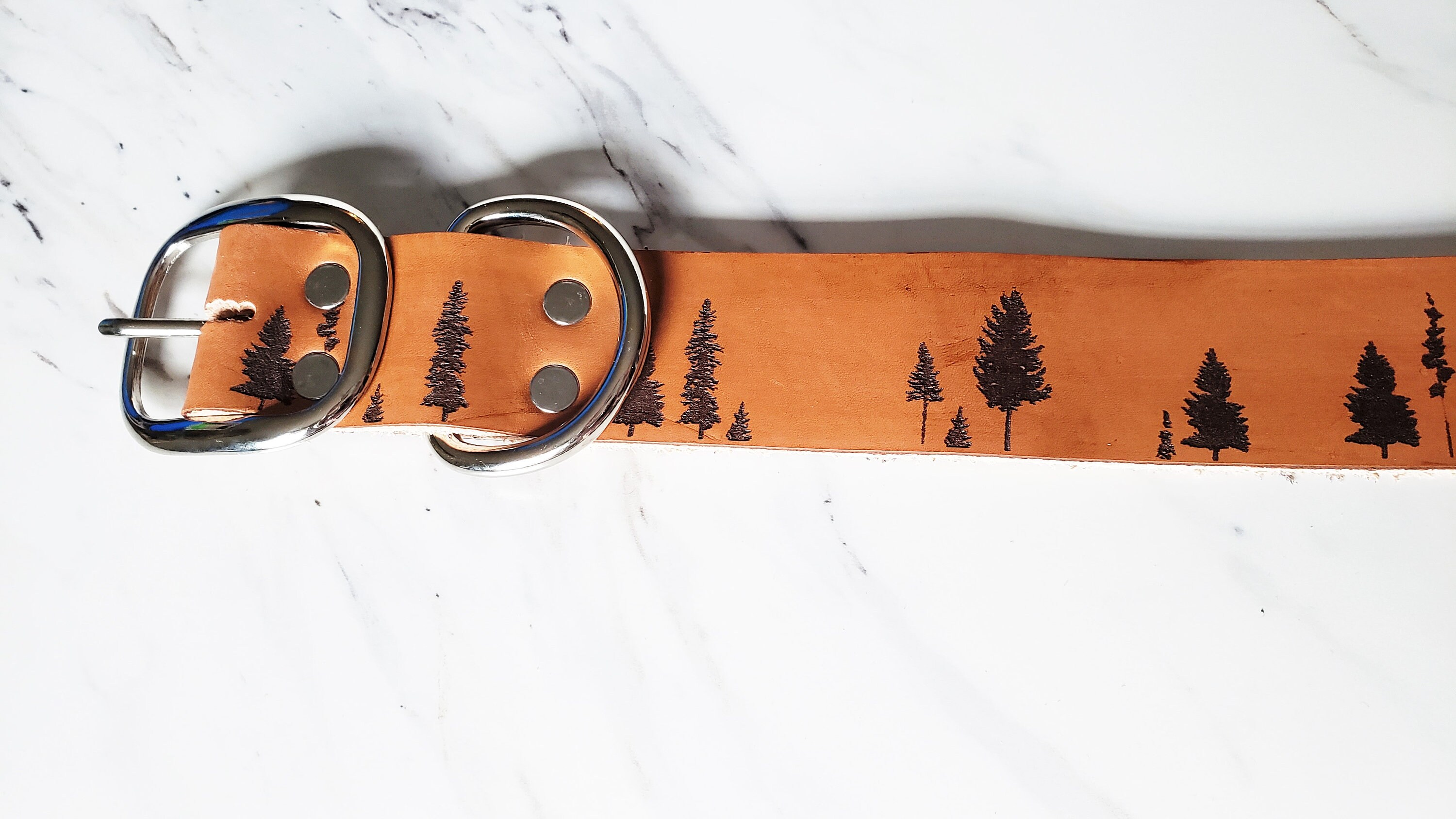 Tree Silhouette Leather Dog Collar Custom Personalized | Etsy