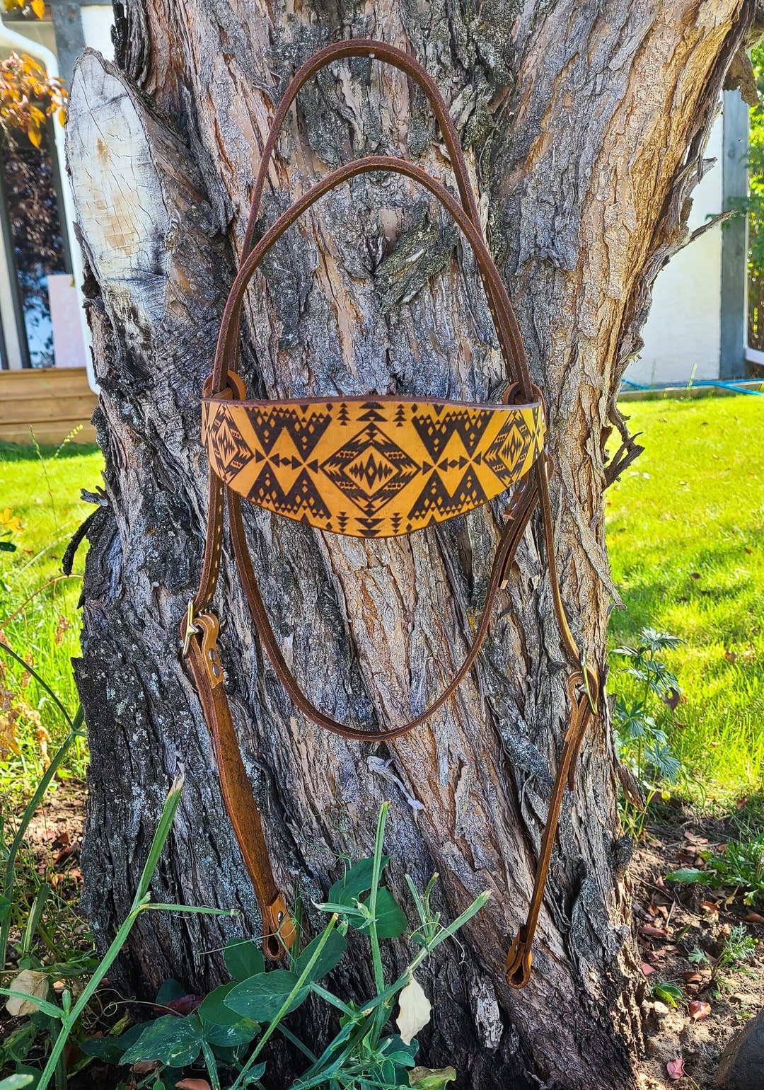 Leather Horse Headstall - Native American Tribal - Western- Custom ...