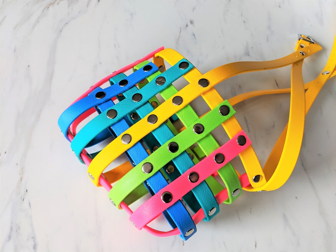 Biothane Rainbow Basket Dog Muzzle Adjustable More secure | Etsy