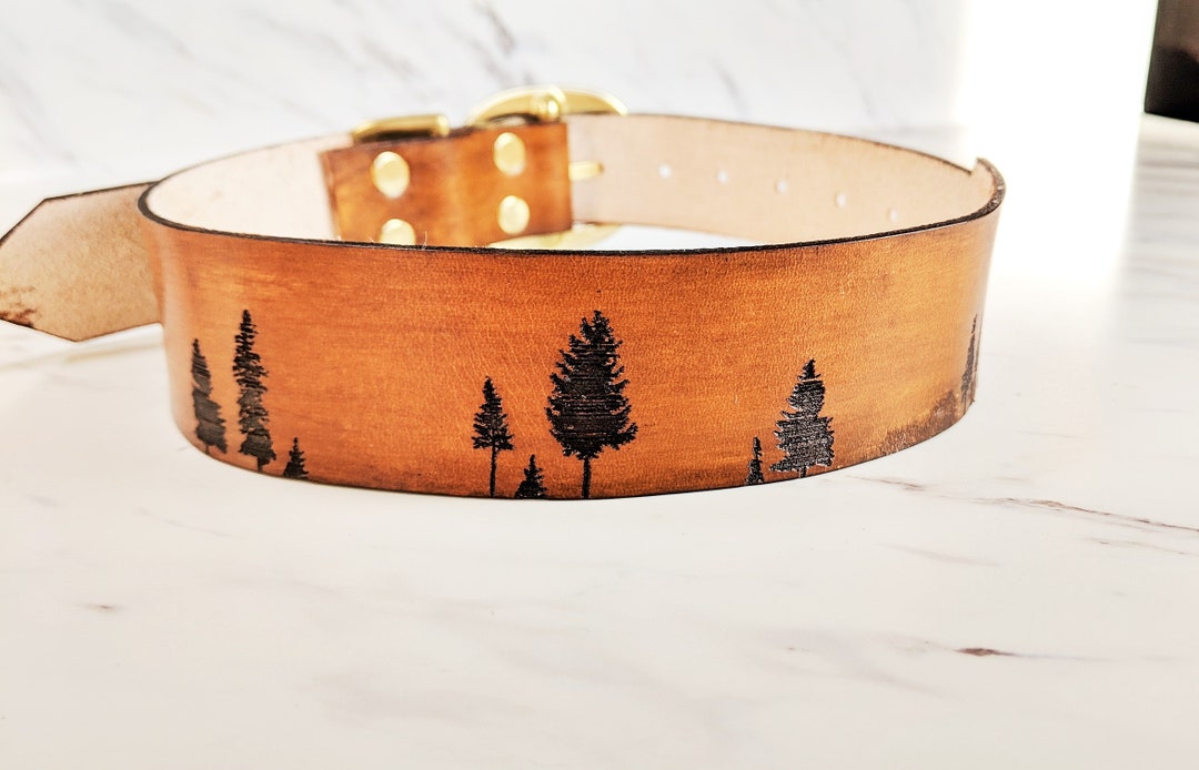 Tree Silhouette Leather Dog Collar Custom Personalized Handmade - Etsy