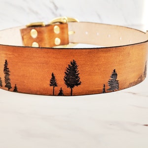 Tree Silhouette Leather Dog Collar Custom Personalized Handmade - Etsy