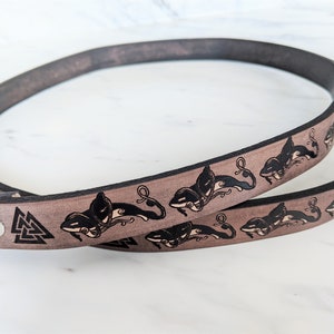 Leather Norse Celtic Orca Collar 4 Foot Length Handmade Leash and ...