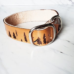 Tree Silhouette Leather Dog Collar Custom Personalized Handmade - Etsy