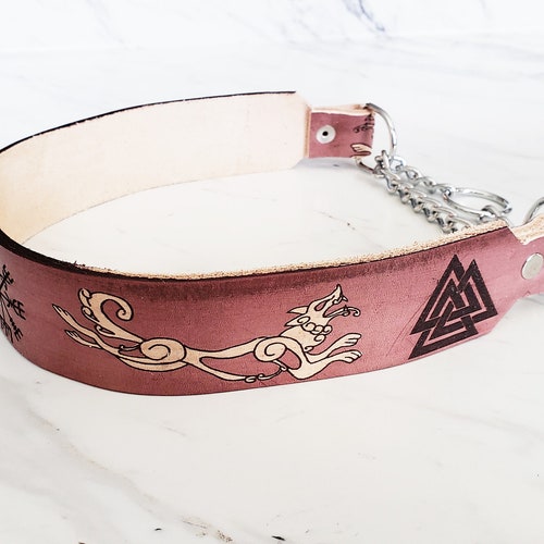 Leather Norse Celtic Dog Collar Custom Personalized - Etsy