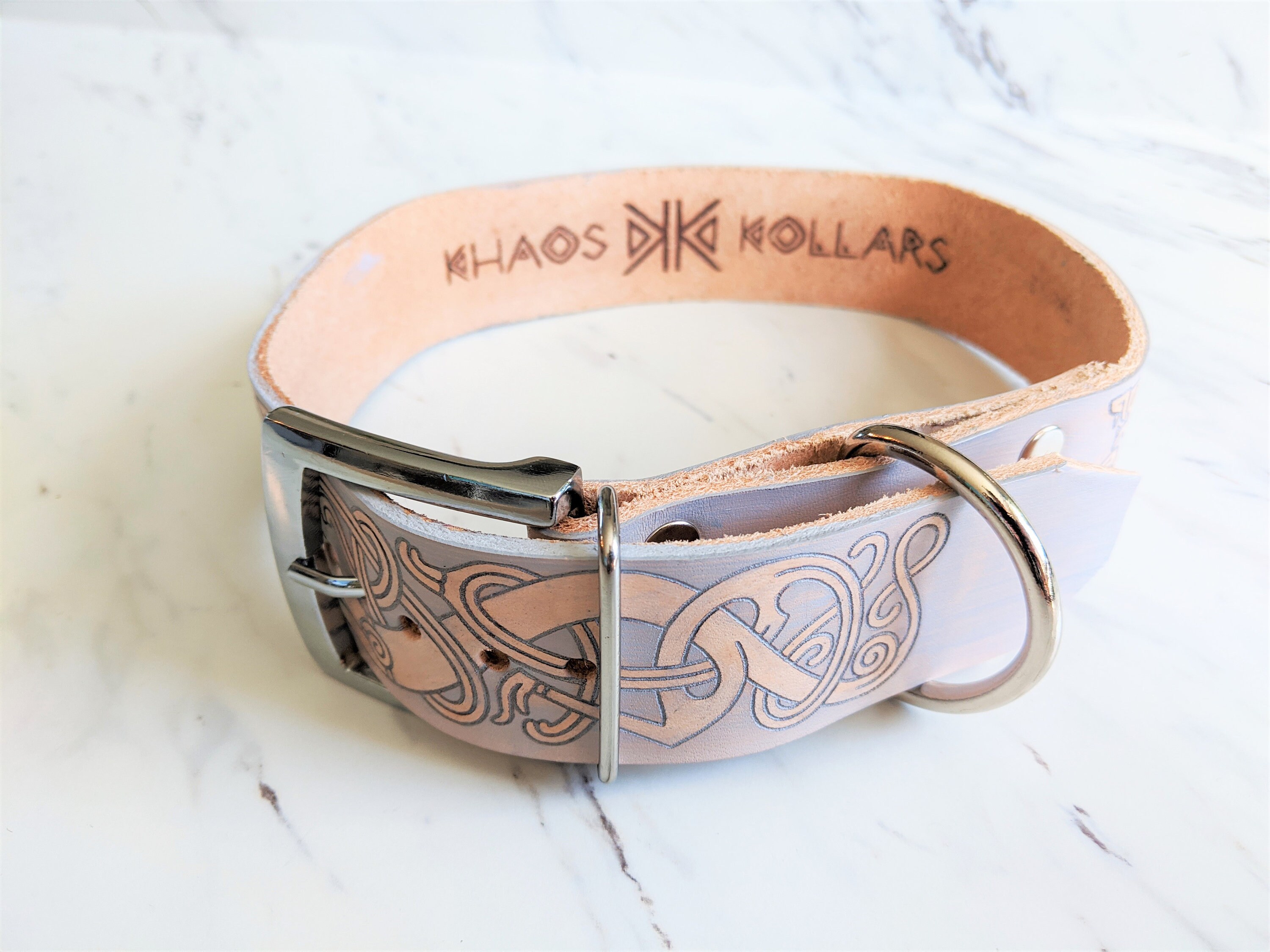 Leather Norse Celtic Dog Collar Custom Personalized | Etsy