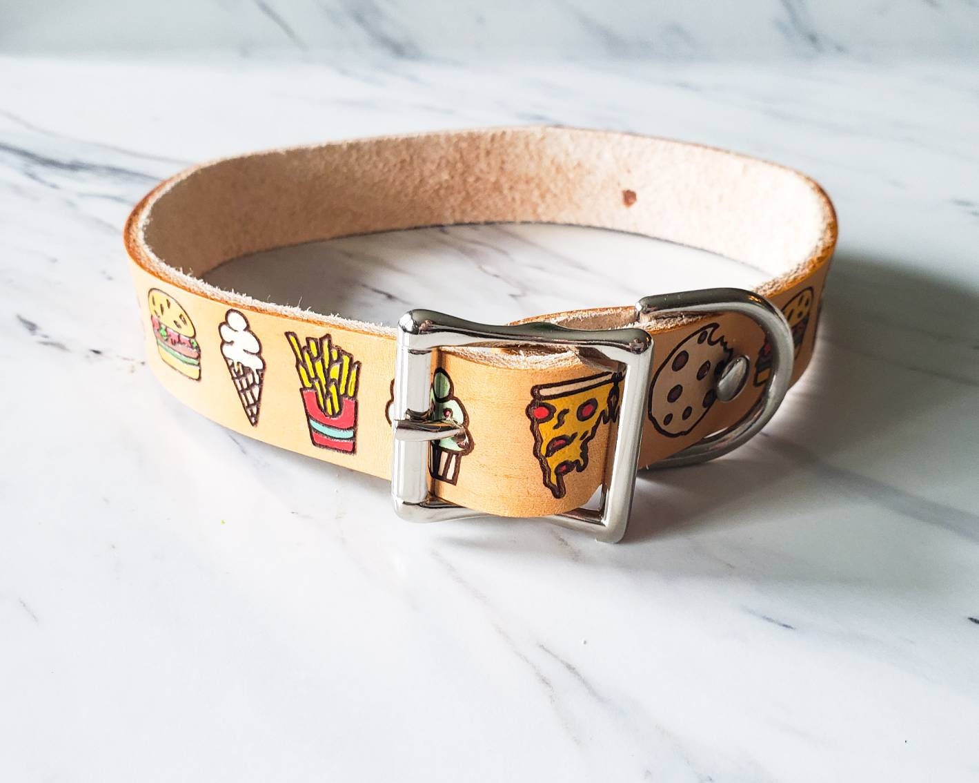 Junk Food Dog Collar Donut Collar Personalized Leather - Etsy