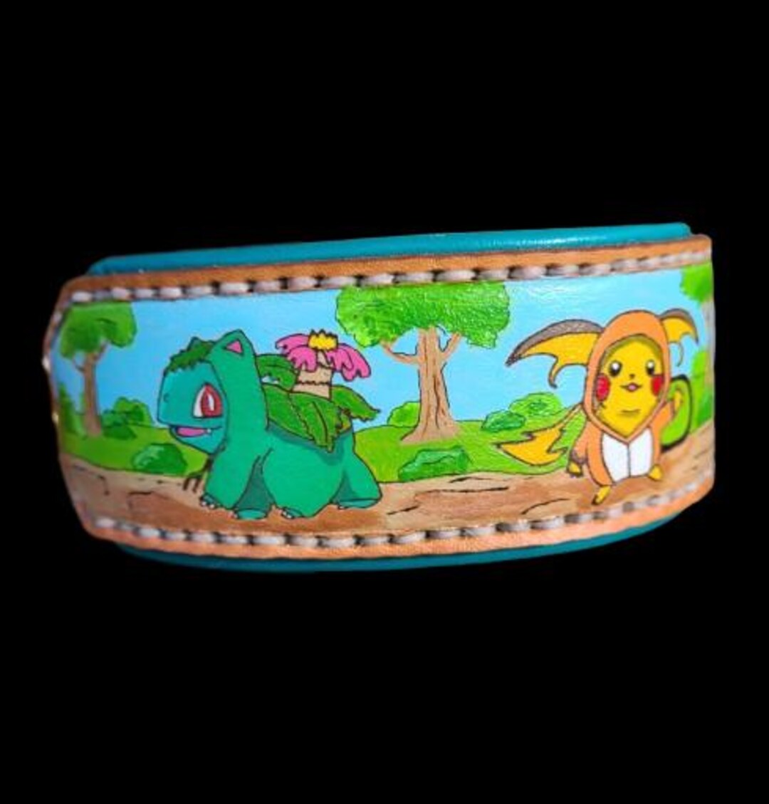 Pokemon Dog Collar, Leather, Custom, Anime, Padded Collar, Cartoon ...