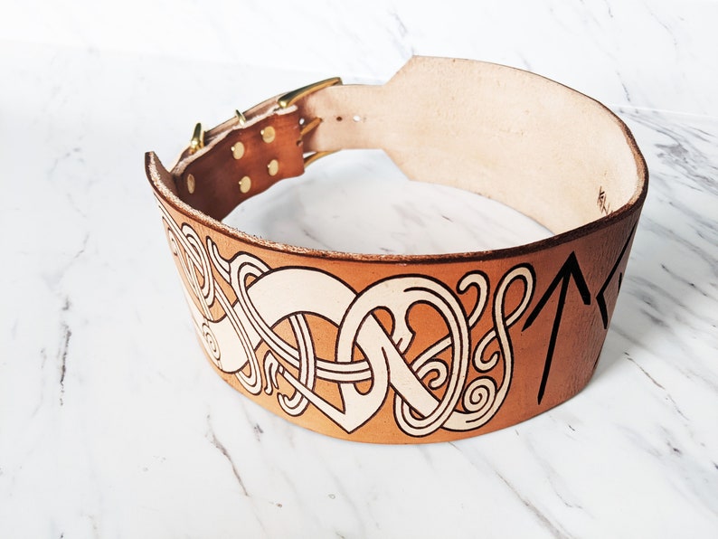 Leather Norse Celtic Dog Collar - Custom - Personalized - Handmade - Etsy