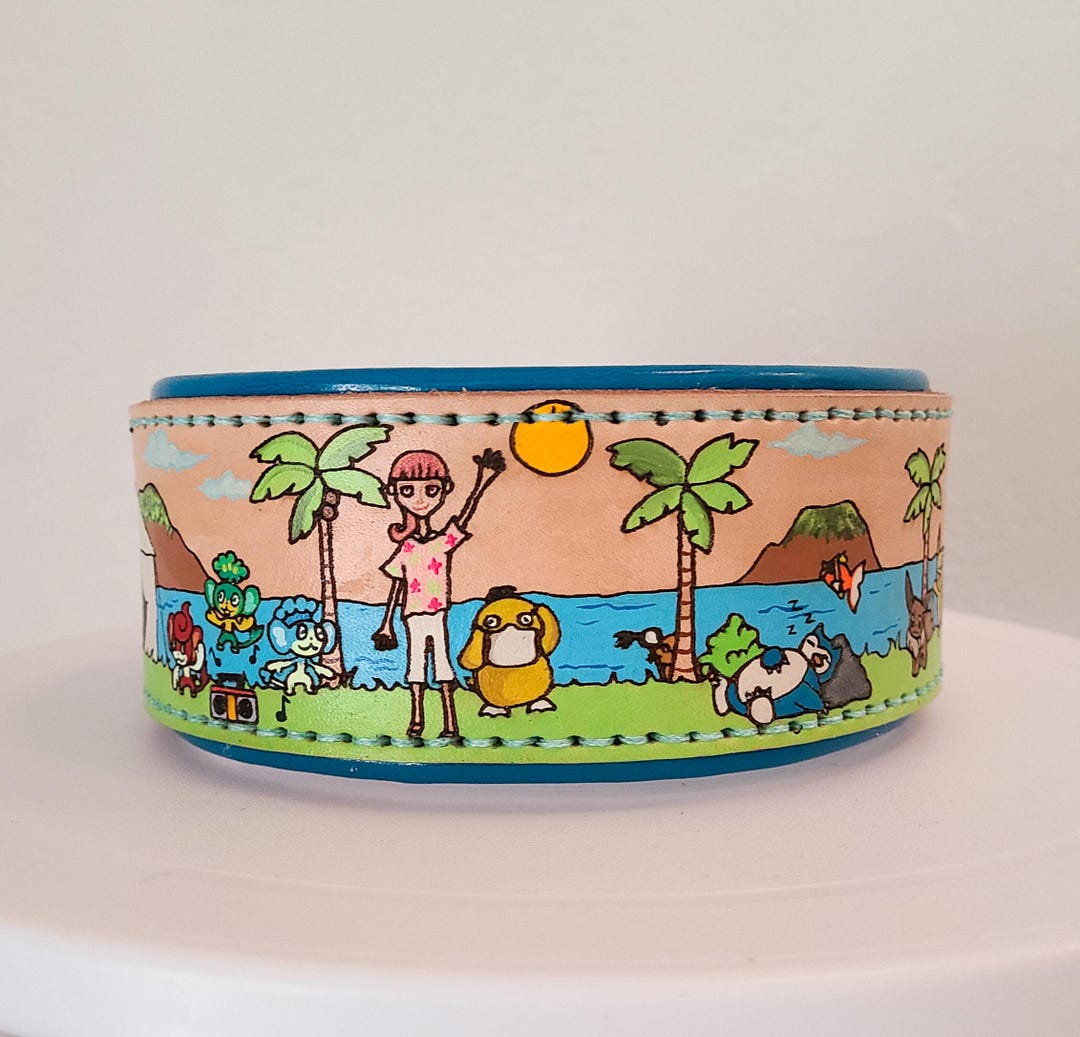 Pokemon Dog Collar, Leather, Custom, Anime, Padded Collar, Cartoon ...