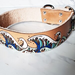 Nautical Leather Dog Collar Ocean Waves Custom - Etsy