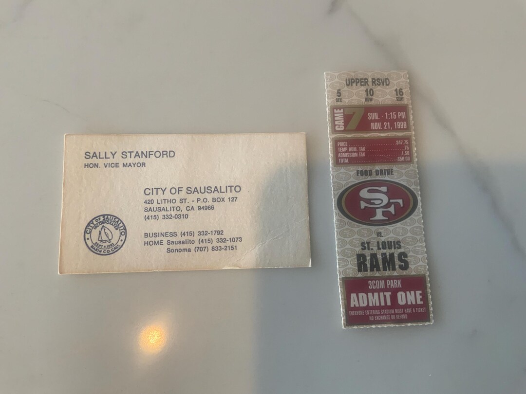 49er Vs Rams Ticket Stub,+sally Standford Card - Etsy