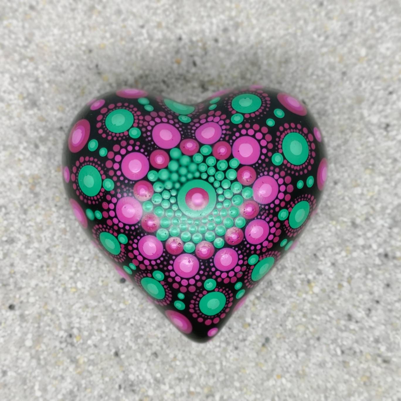 Mandala Stone mandala heart dotted rock meditation | Etsy