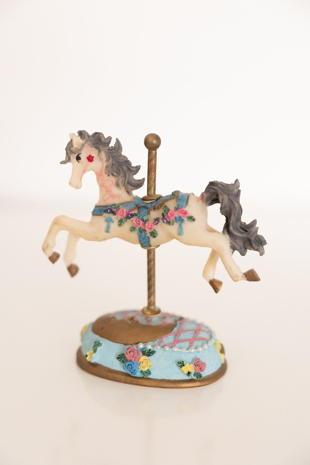 K's Collection Ceramic Carousel Horse Figurine Blue and Gold With a ...