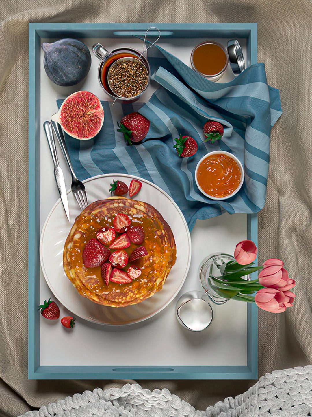 Decorative Modern Tray 19 X 12 Breakfast Server With Handles - Etsy