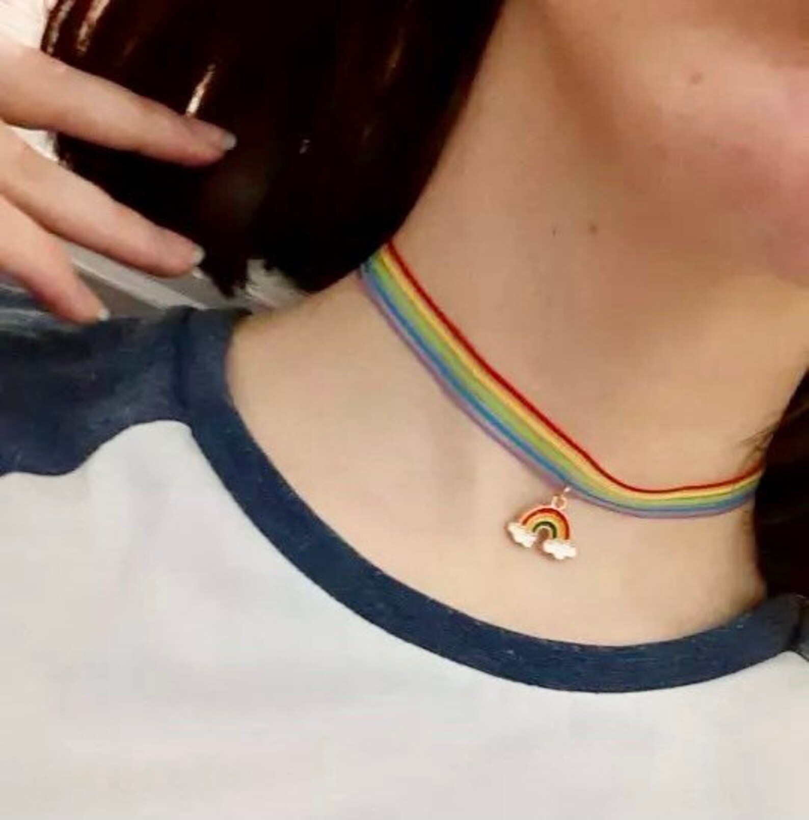 FREE Shipping. Beautiful Pride Rainbow Choker. Rainbow Pendant Choker ...