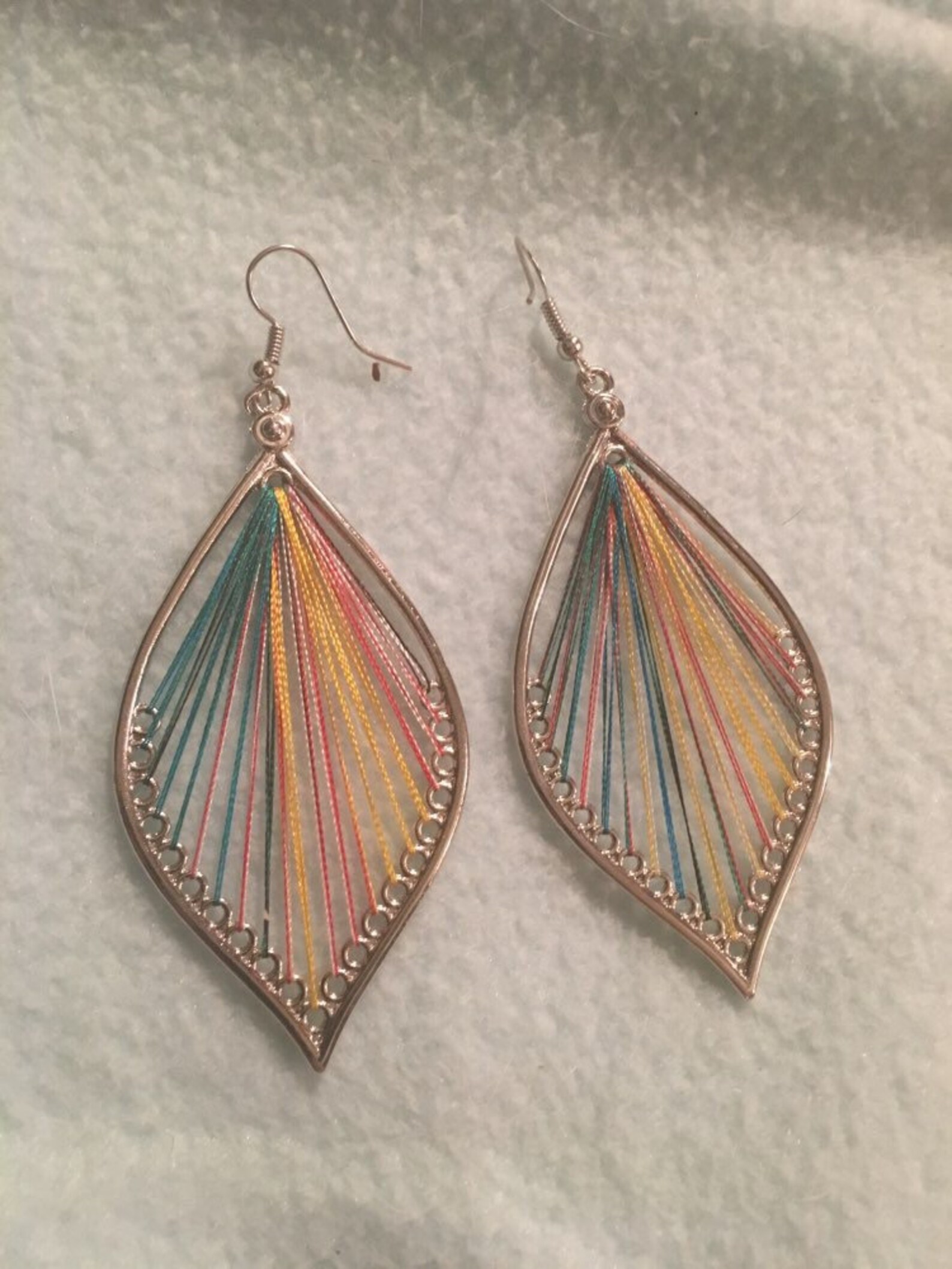 FREE SHIPPING Hand Tied String Earrings Colorful Embroidery | Etsy