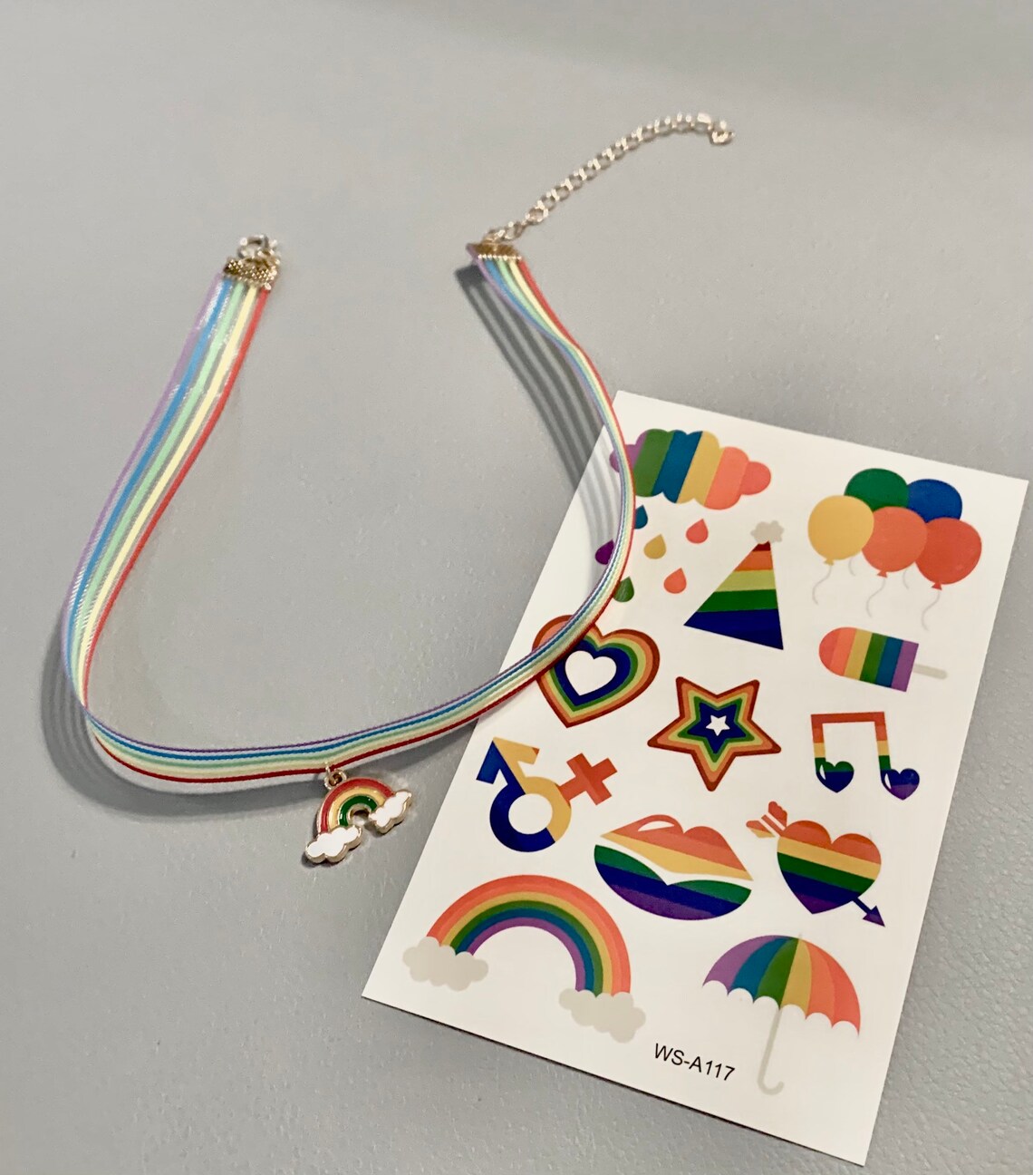 FREE Shipping. Beautiful Pride rainbow choker. Rainbow pendant | Etsy