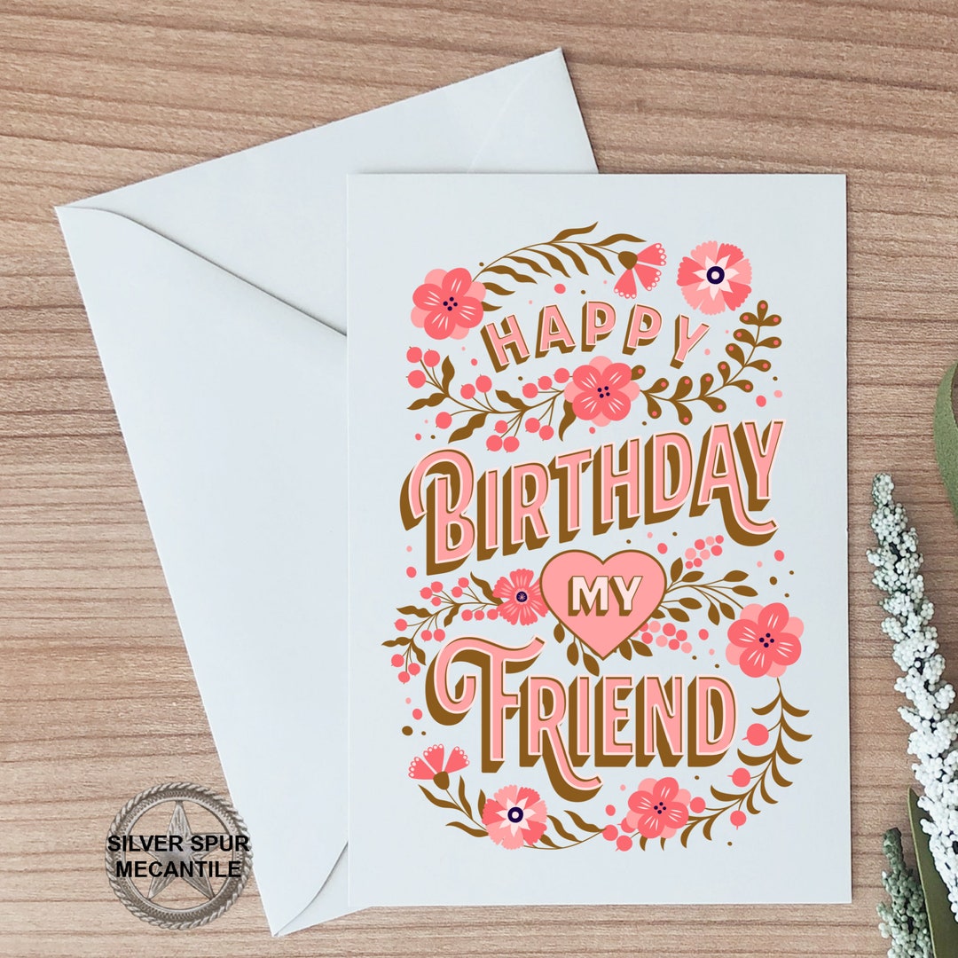 Happy Birthday Card for Friend, Custom Greeting Card, Coworker Gift ...