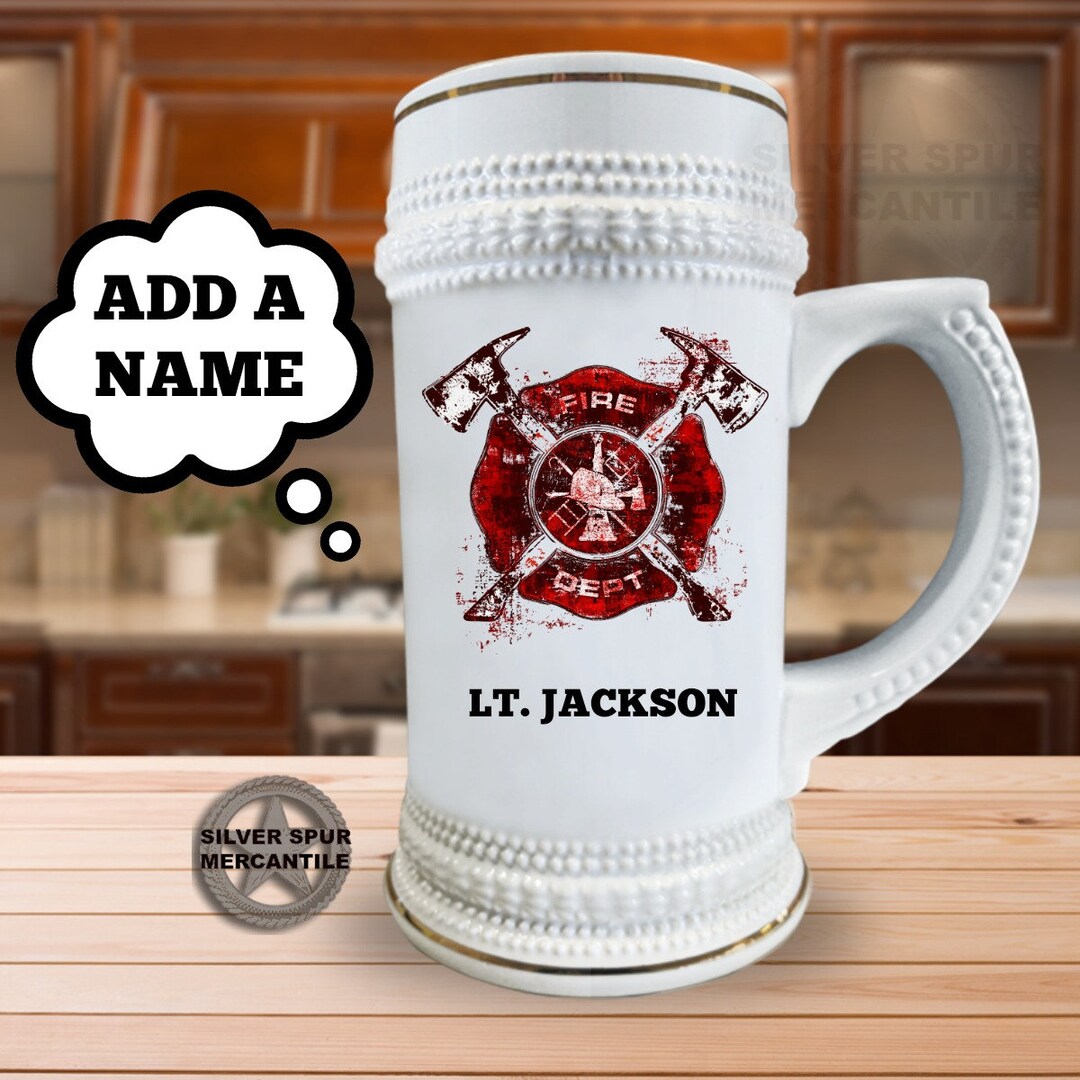 Customized Fire Fighter Beer Stein, Gift for Firefighter, Volunteer ...