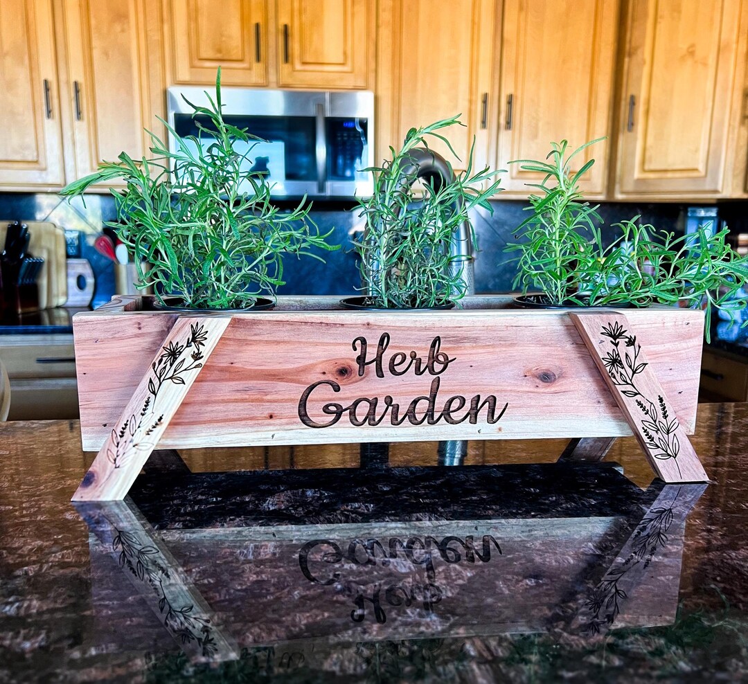 Wood Herb Planter Box, Handmade Herb Planter Box for Kitchen Decor ...