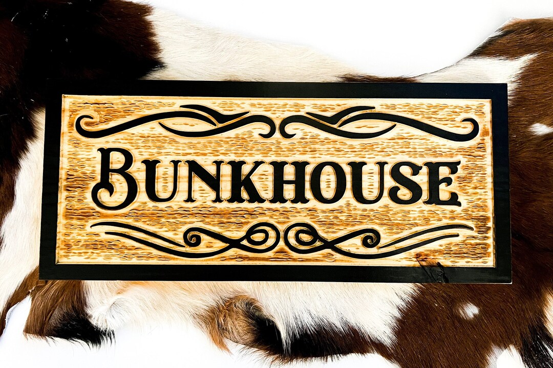 Western Wall Decor, Rustic Bunkhouse Carved Wooden Sign, Cowboy Decor ...
