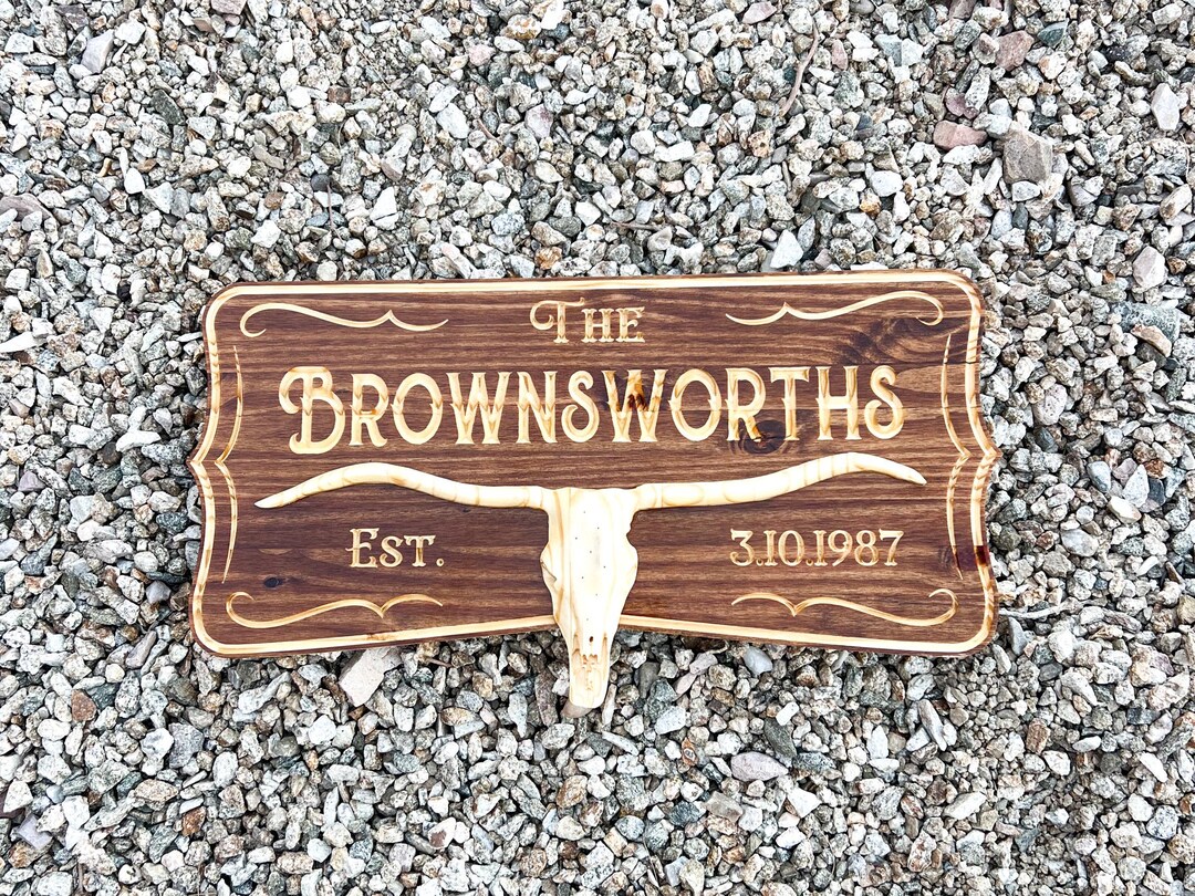 Personalized Western Name Sign, Rustic 3D Wood Carved Established Sign ...