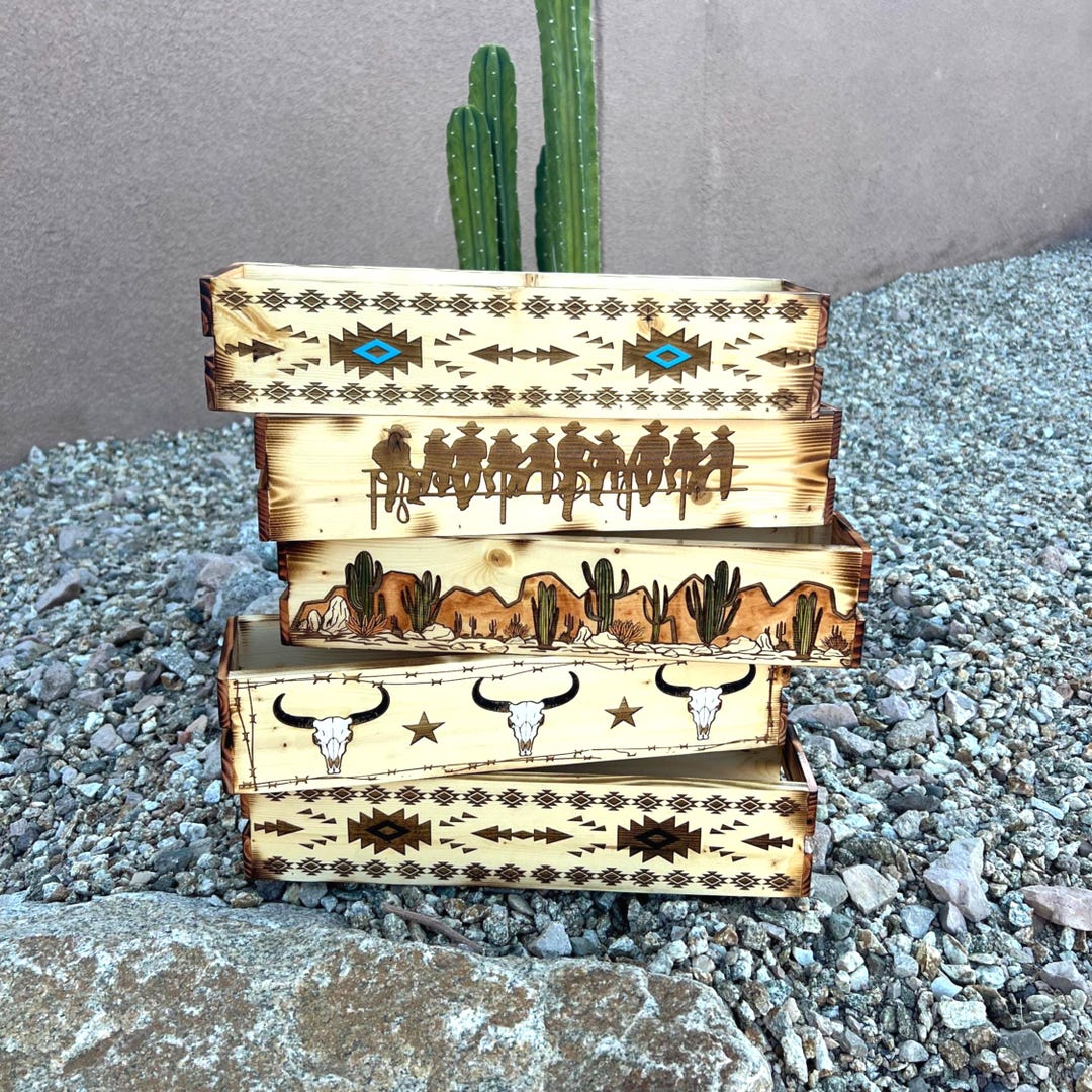 Rustic Western Wood Box: Southwestern Home Decor - Etsy